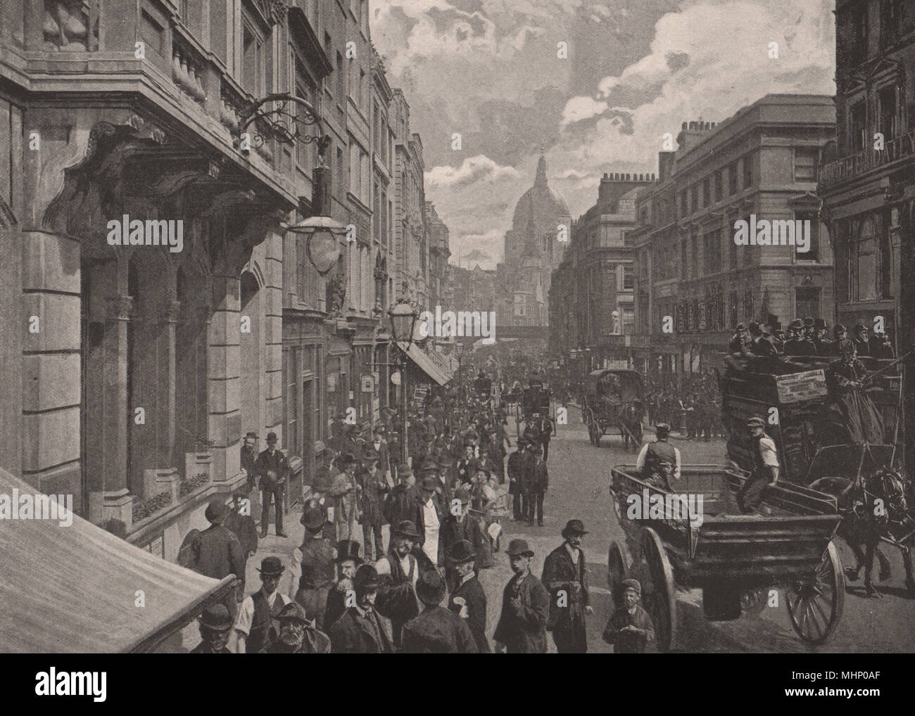 Fleet Street, looking East. London 1896 old antique vintage print ...