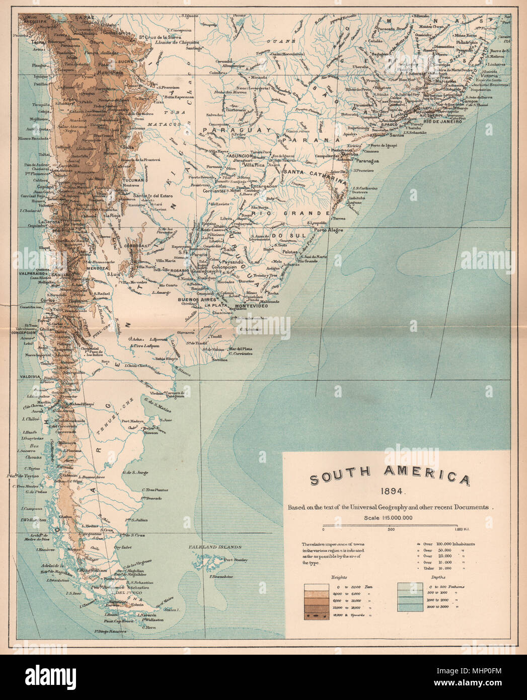 South America 1885 old antique vintage map plan chart Stock Photo - Alamy