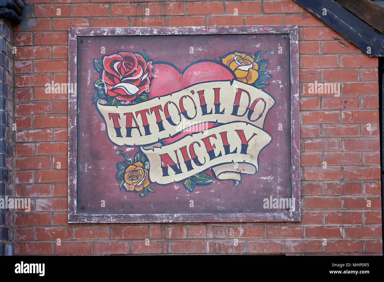 Tattoo'll Do Nicely sign on the set of Coronation street the ITV ...