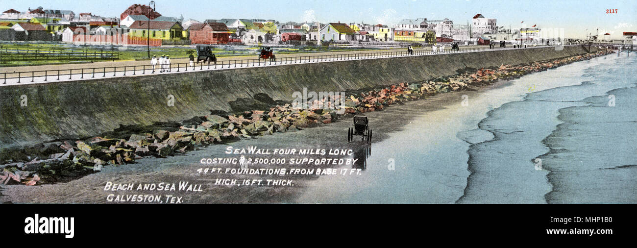 Beach and sea wall, Galveston, Texas, USA Stock Photo - Alamy