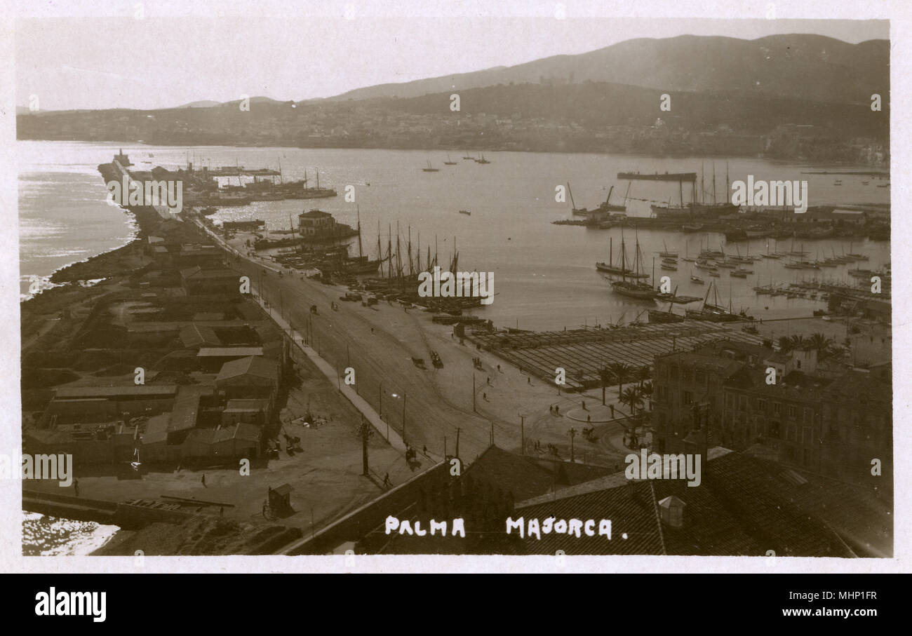 Aerial view of the docks at Palma de Majorca, Majorca, Spain Stock ...