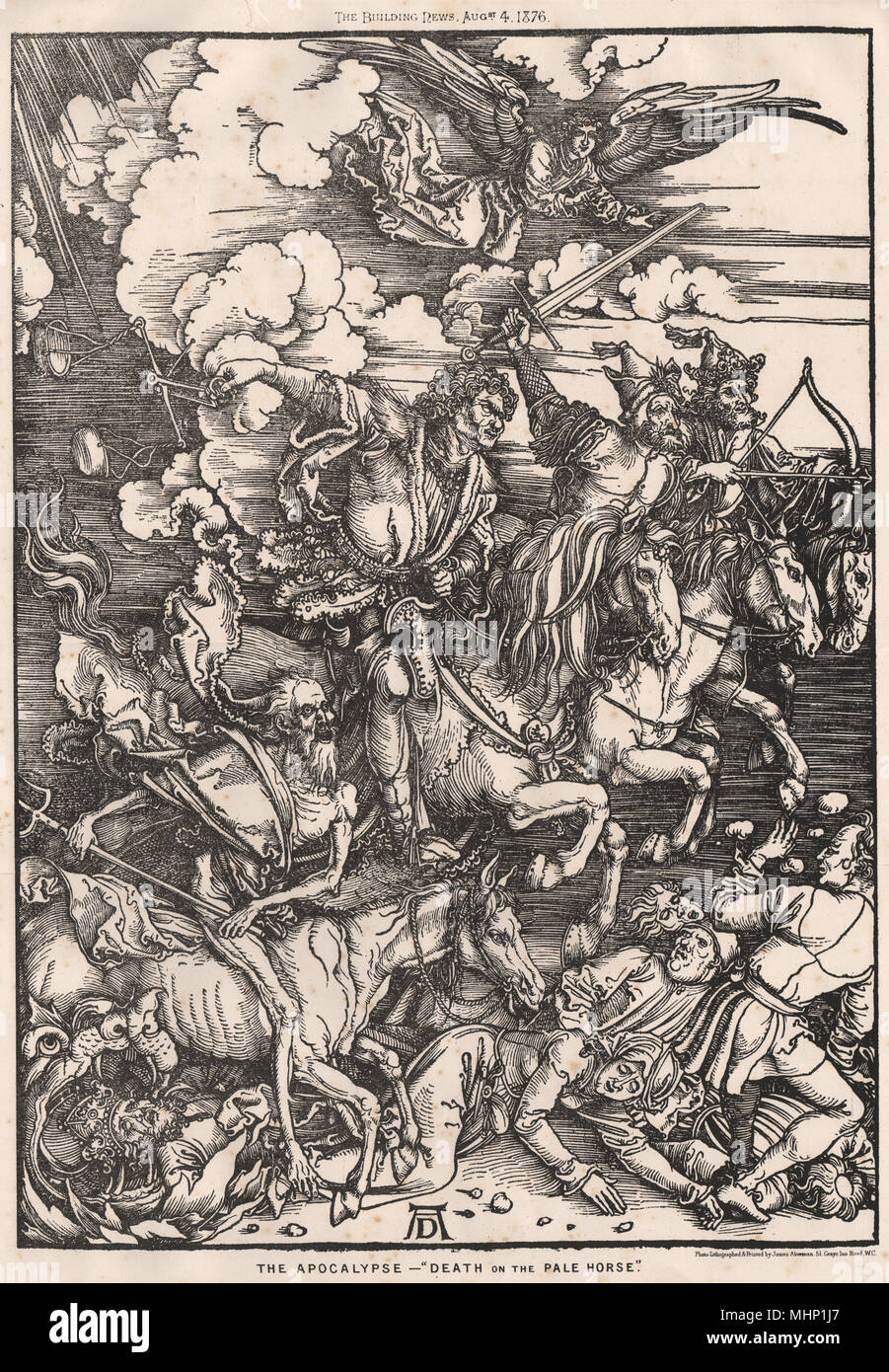 The Apocalypse - "Death on the Pale Horse". Fantasy 1876 old antique ...