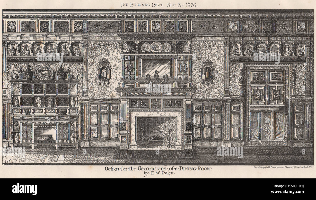Design for the decorations of a dining room; by E.W. Poley 1876 old ...