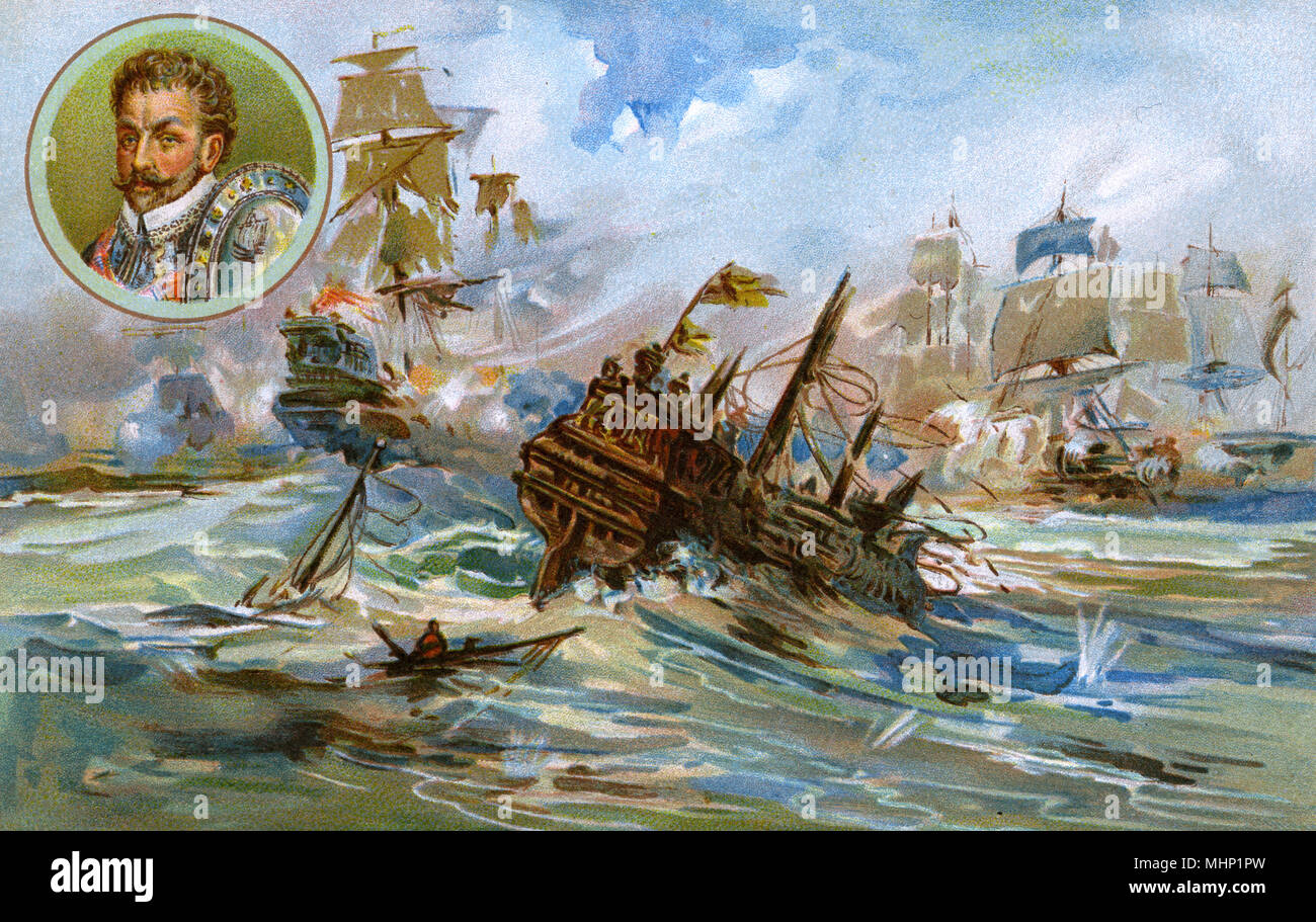 Scene with ships during the Spanish Armada Stock Photo - Alamy