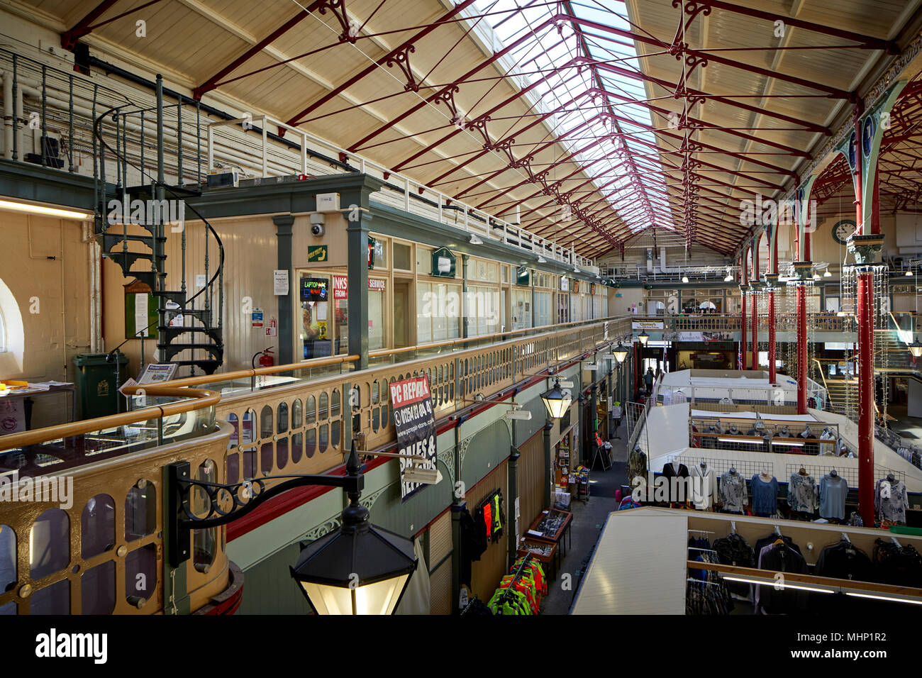 Ornate interior of Accrington Market Hall, Victorian Market Hall in ...