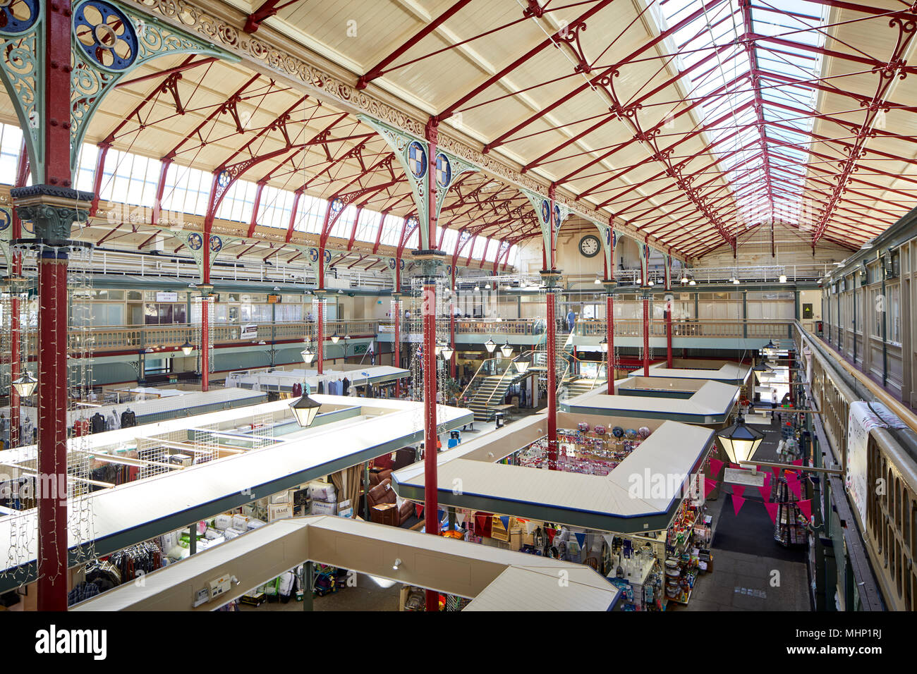 Ornate interior of Accrington Market Hall, Victorian Market Hall in ...