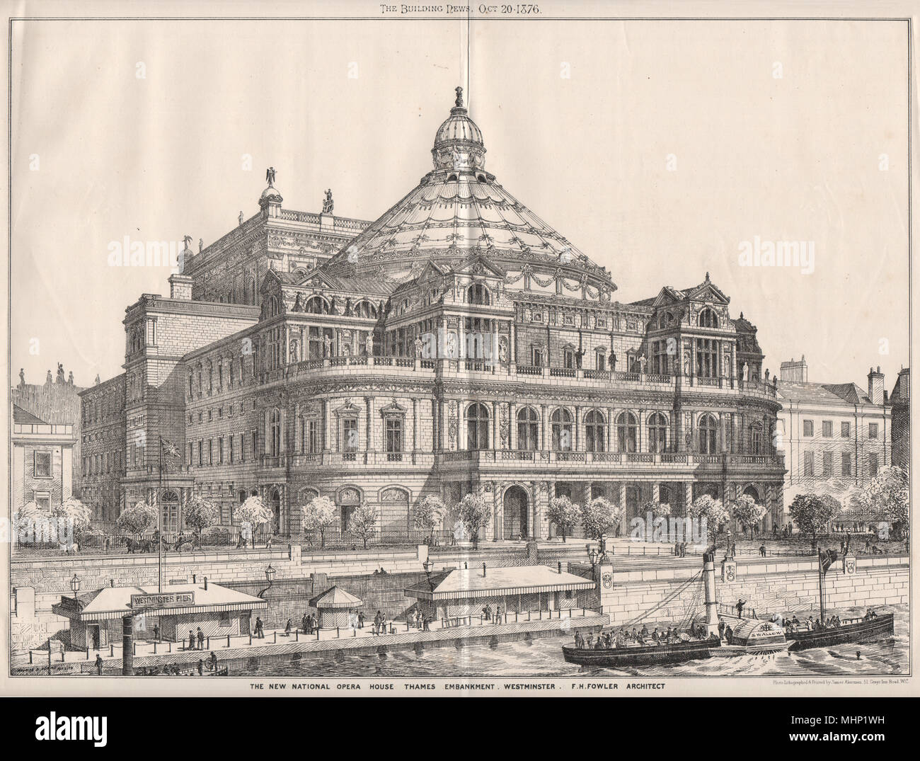 New National Opera House, Thames Embankment, Westminster; FH Fowler ...
