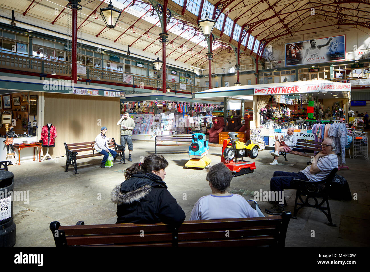 Ornate interior of Accrington Market Hall, Victorian Market Hall in ...