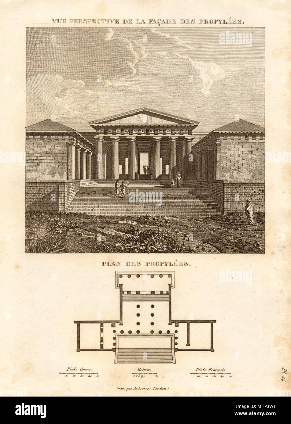 ATHENS. Acropolis Propylaea. Vue perspective de la façade des Propylées ...