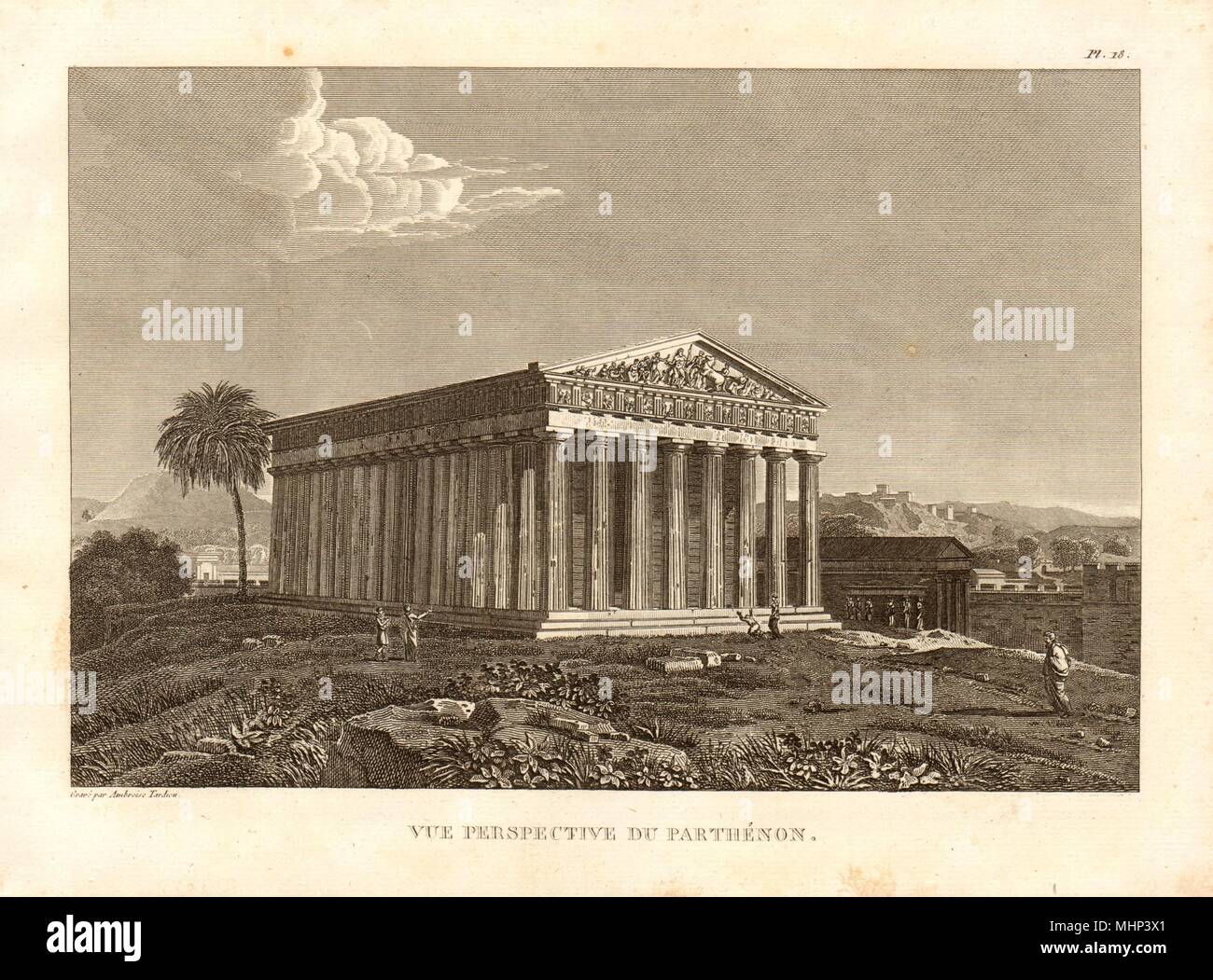 ATHENS. Vue perspective du Parthenon 1832 old antique vintage print ...