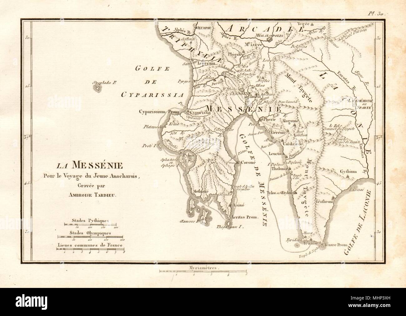 MESSENIAN GULF. Ancient Greece. Messénie. Mani peninsula. TARDIEU 1832 ...