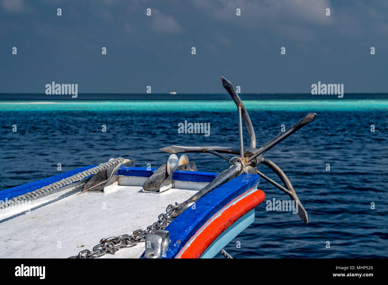 ship anchor on ocean paradise background Stock Photo - Alamy