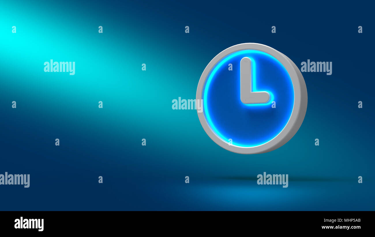 Clock on blue background. 3d illustration. Set for design presentations ...