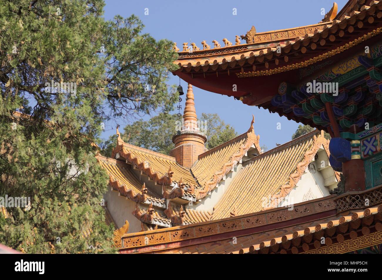 Roof detail in the Buddhist Temple (Kunming, Yunnan, China Stock Photo ...