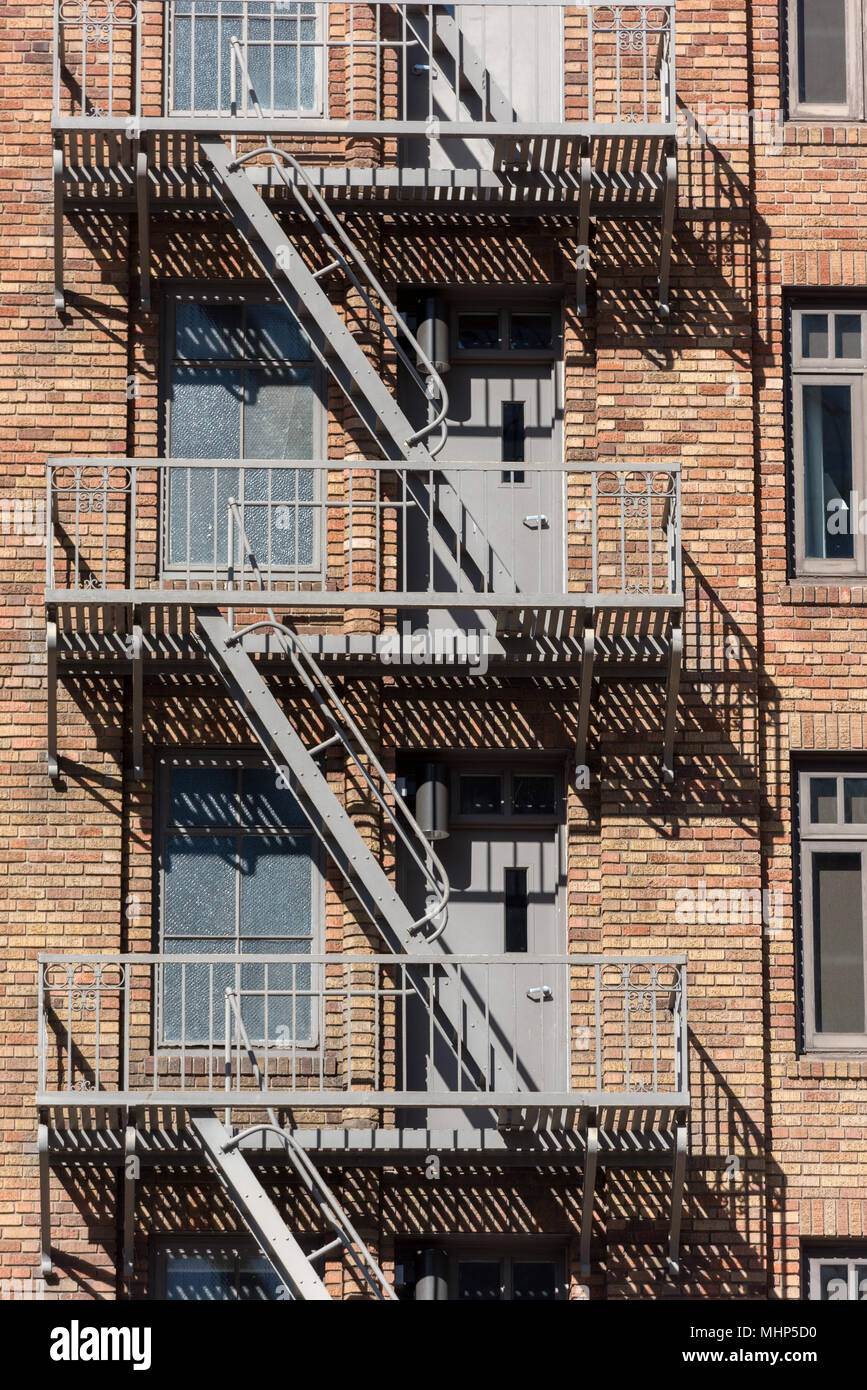 detail of fire escape stairs in american building Stock Photo - Alamy