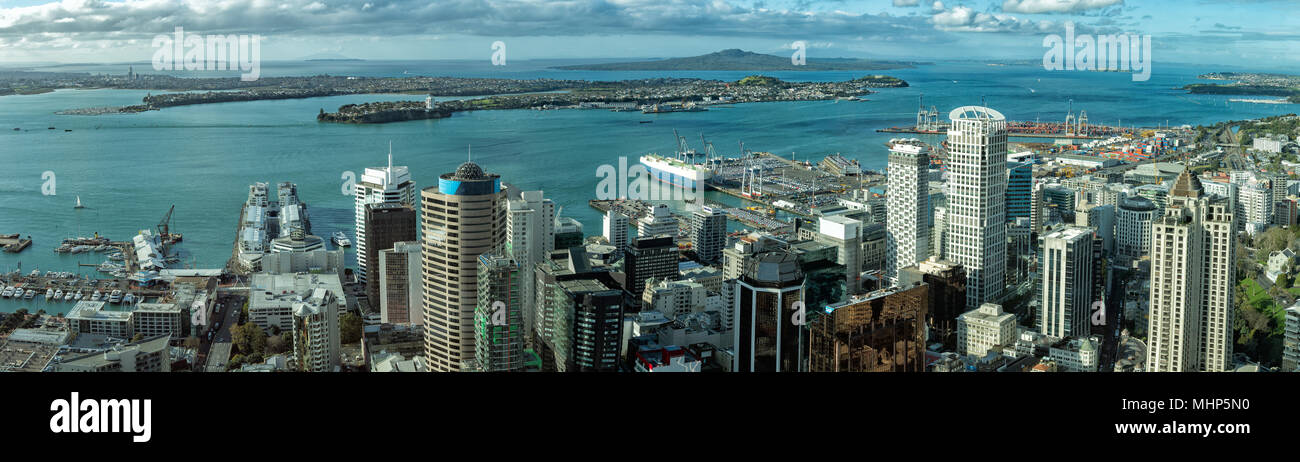 Auckland New Zealand aerial view panorama huge landscape Stock Photo ...