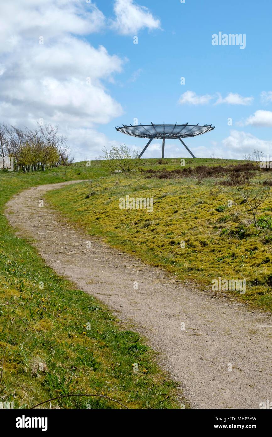 Pathway to Rossendale's Panopticon, 'Halo', is an 18m-diameter steel ...