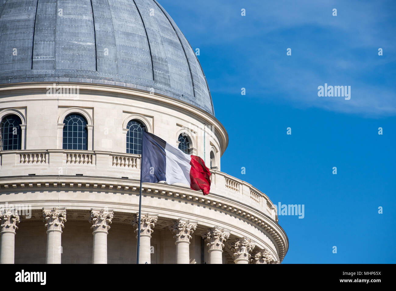 Paris Pantheon capitol dome with french waving flag Stock Photo - Alamy