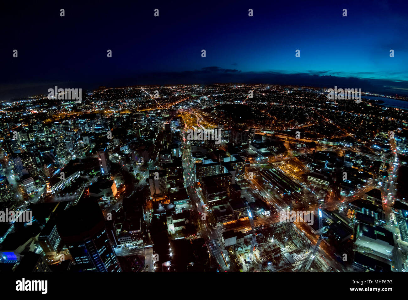 Auckland Night view aerial panorama landscape Stock Photo - Alamy