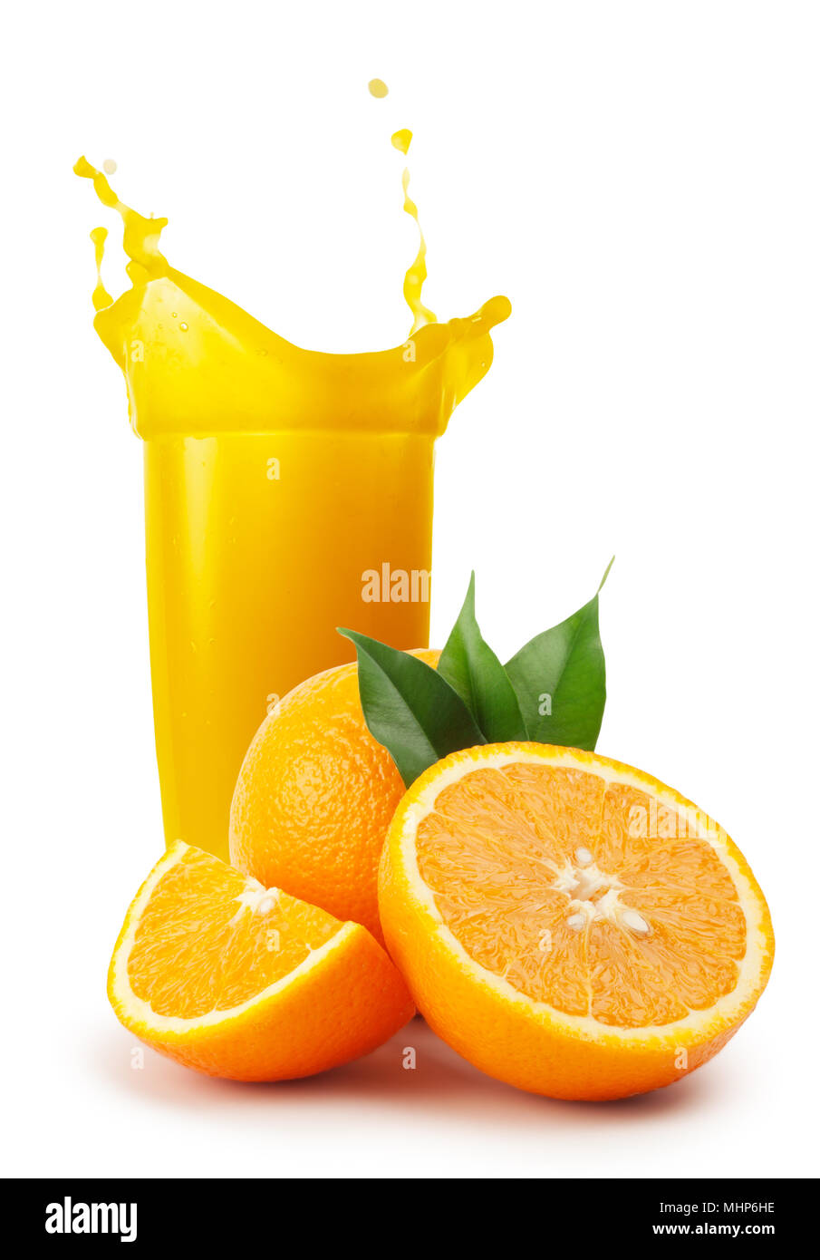 Pouring orange juice glass yellow Cut Out Stock Images & Pictures - Alamy