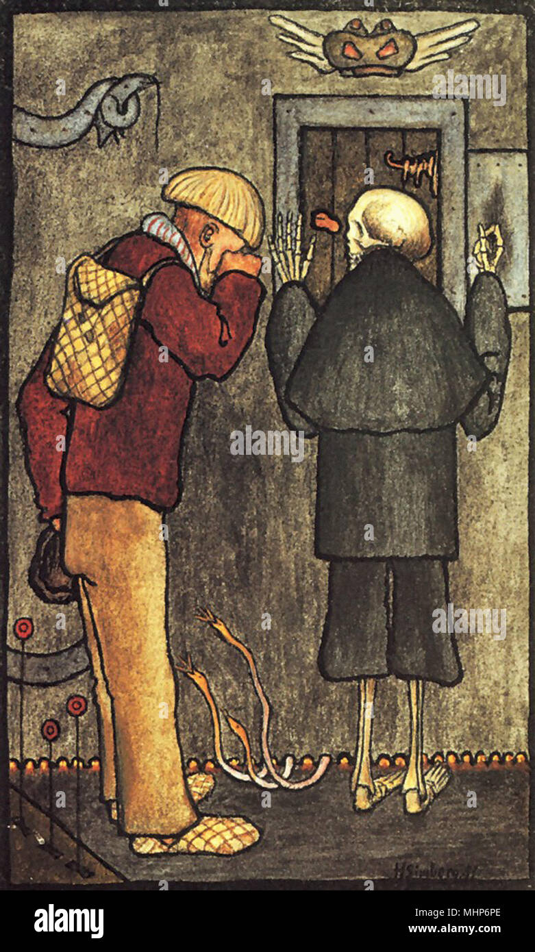 Simberg Hugo - Peasant and Death at the Gate of Hell Stock Photo - Alamy