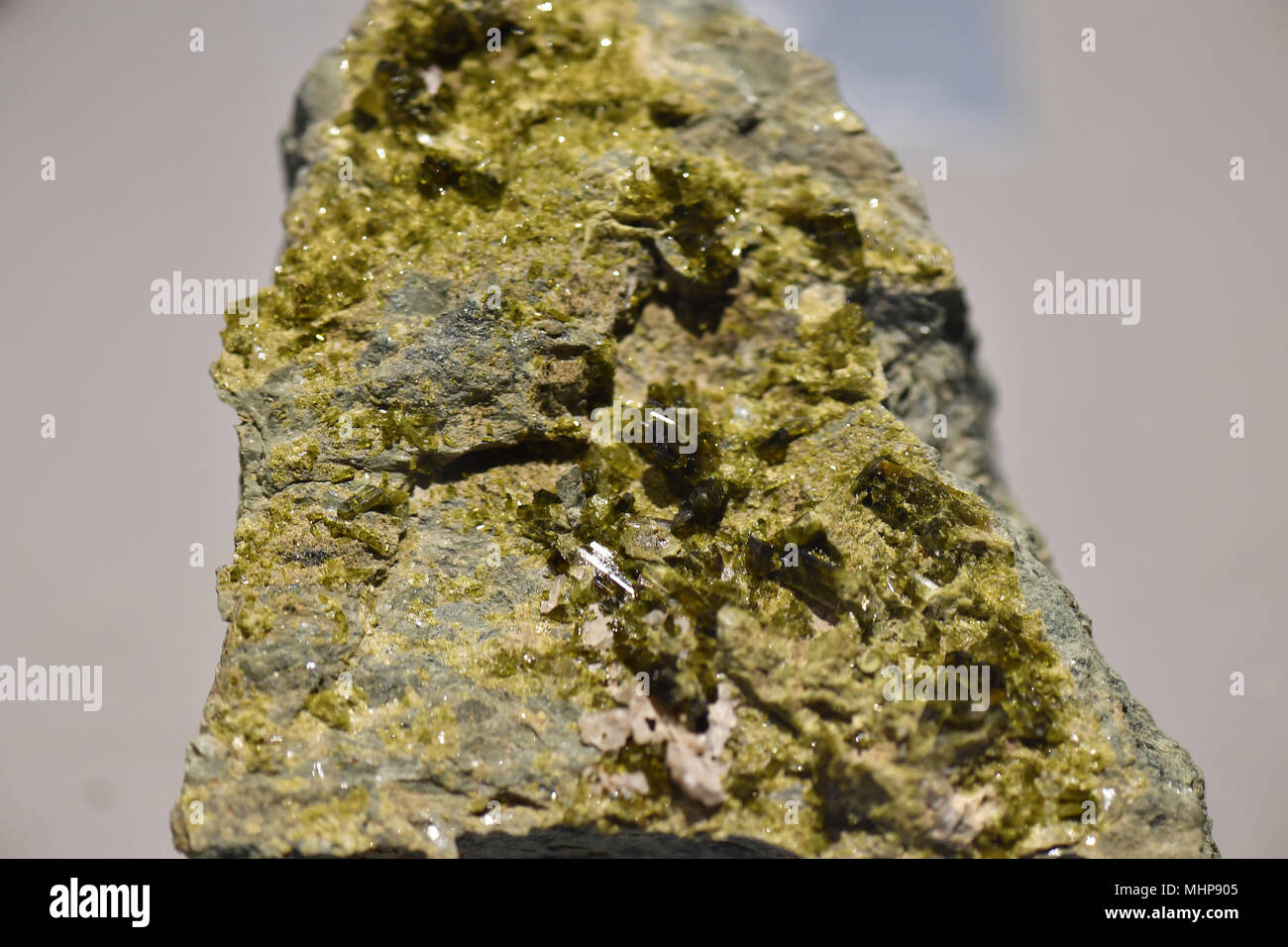 Epidote rock mineral stone macro Stock Photo - Alamy