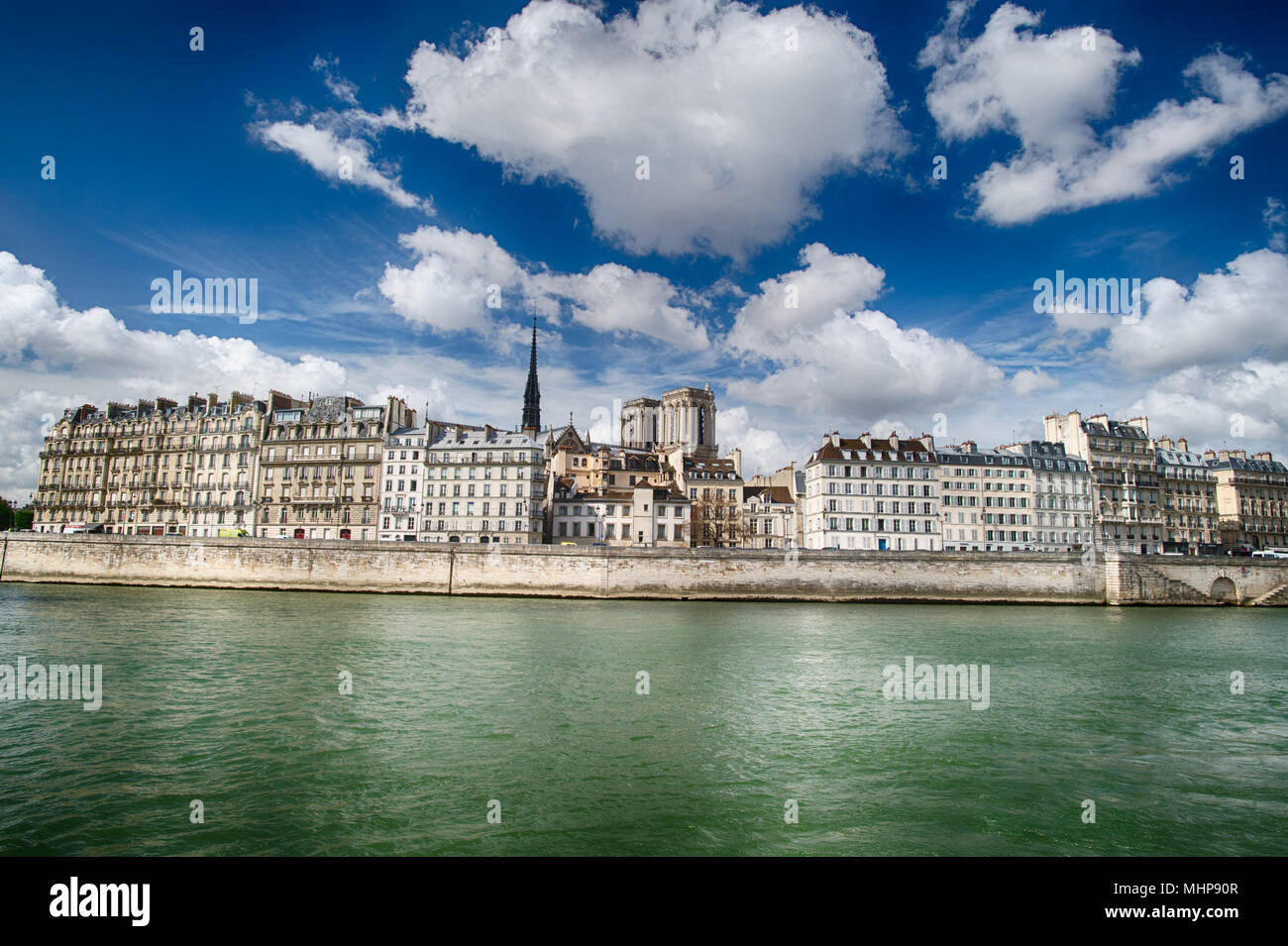 paris cityscape old houses landscape huge panorama view from seine ...