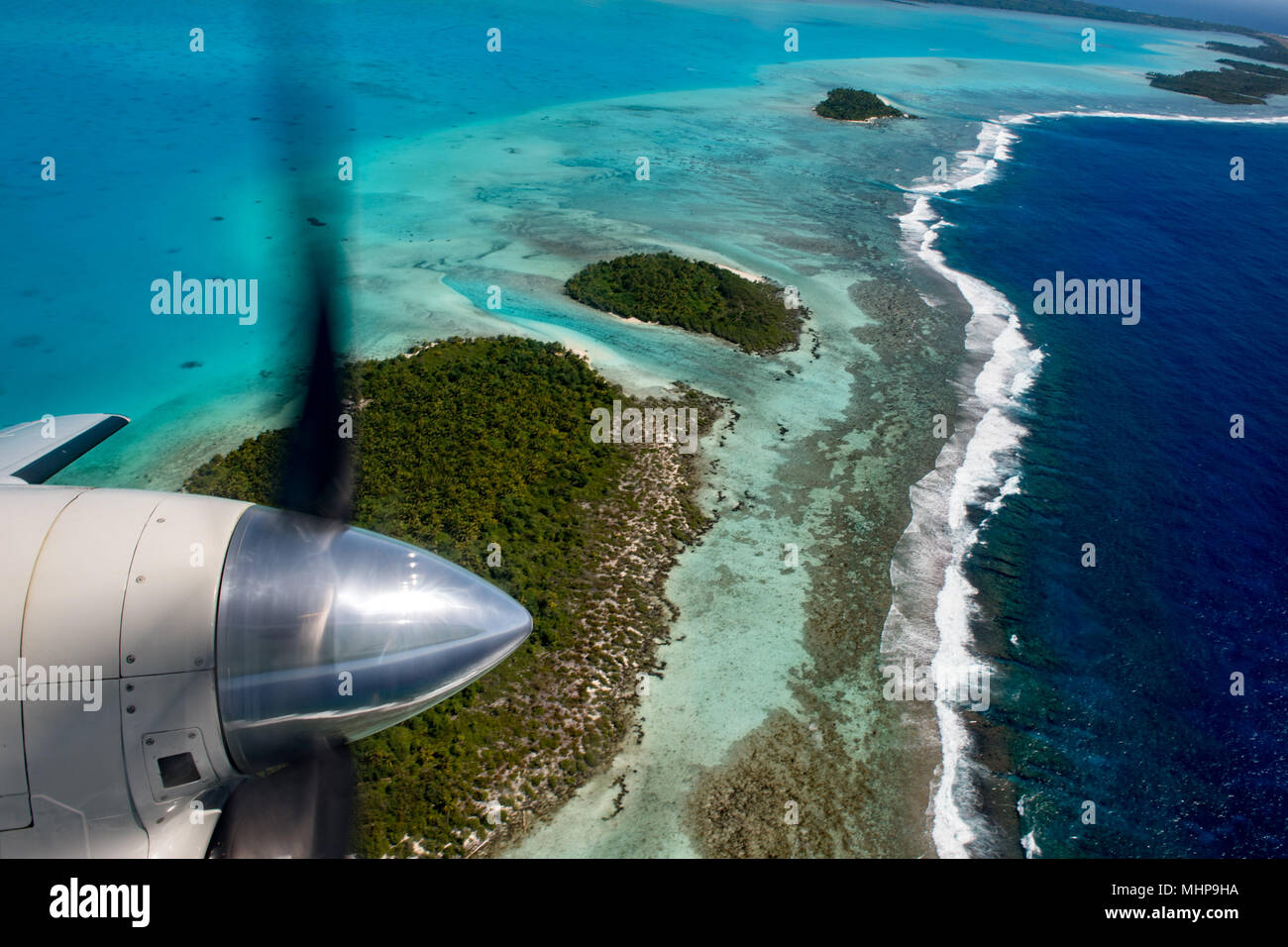 Aitutaki Polynesia Cook Islands aerial view panorama landscape Stock ...