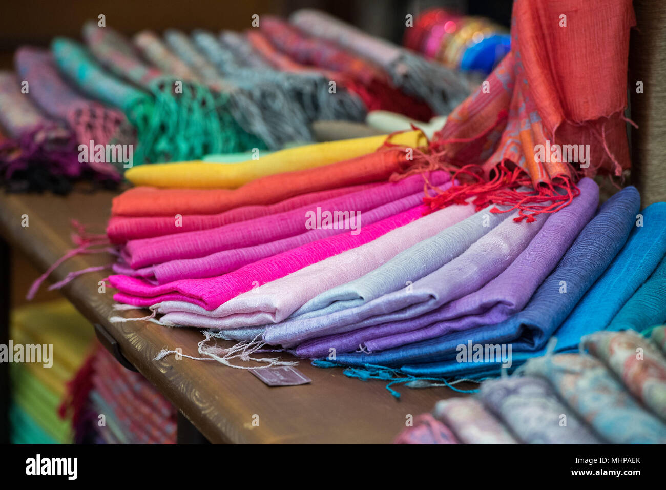 Various different colors silk fabric cloth Stock Photo - Alamy
