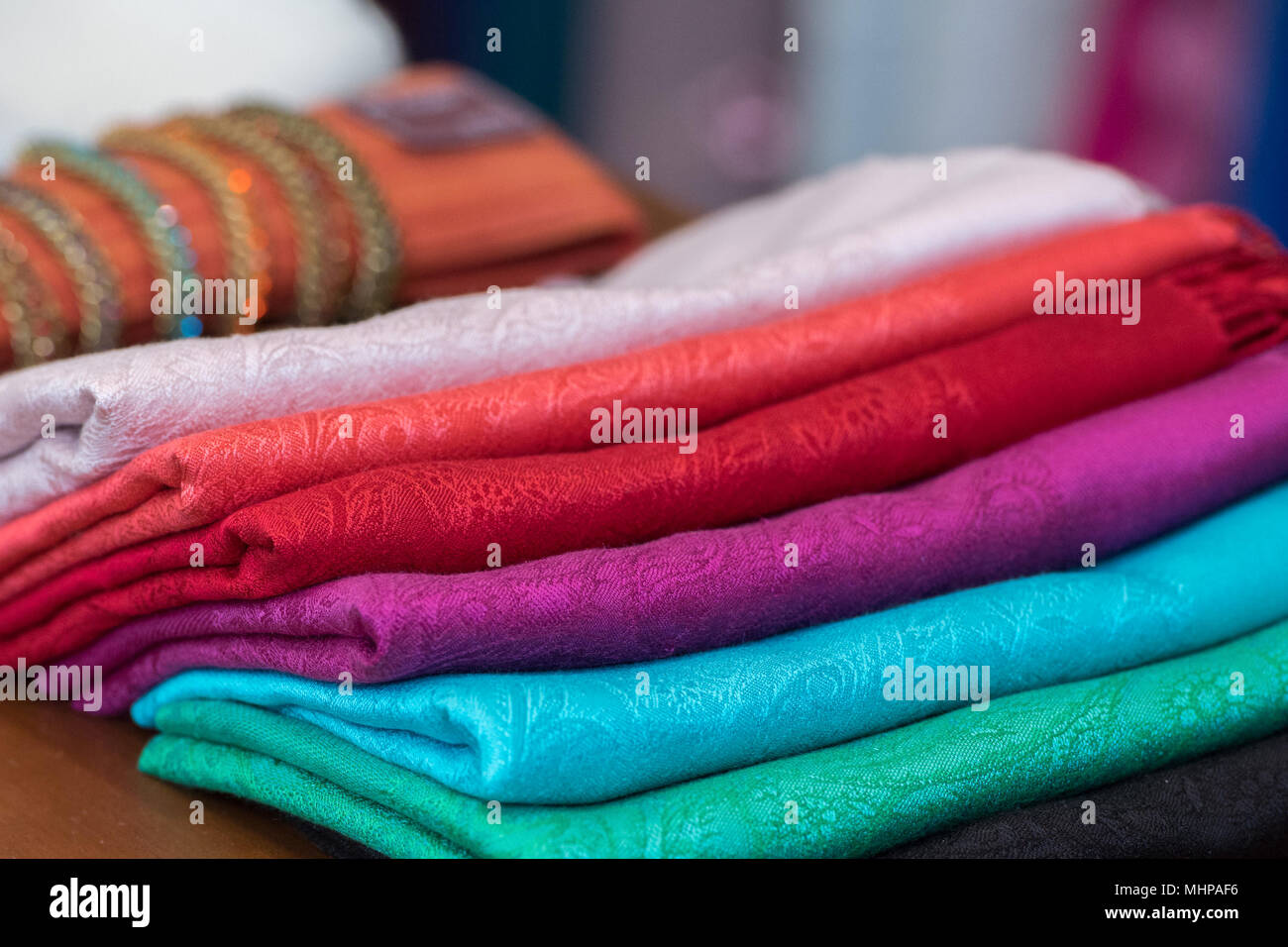 Various different colors silk fabric cloth Stock Photo - Alamy