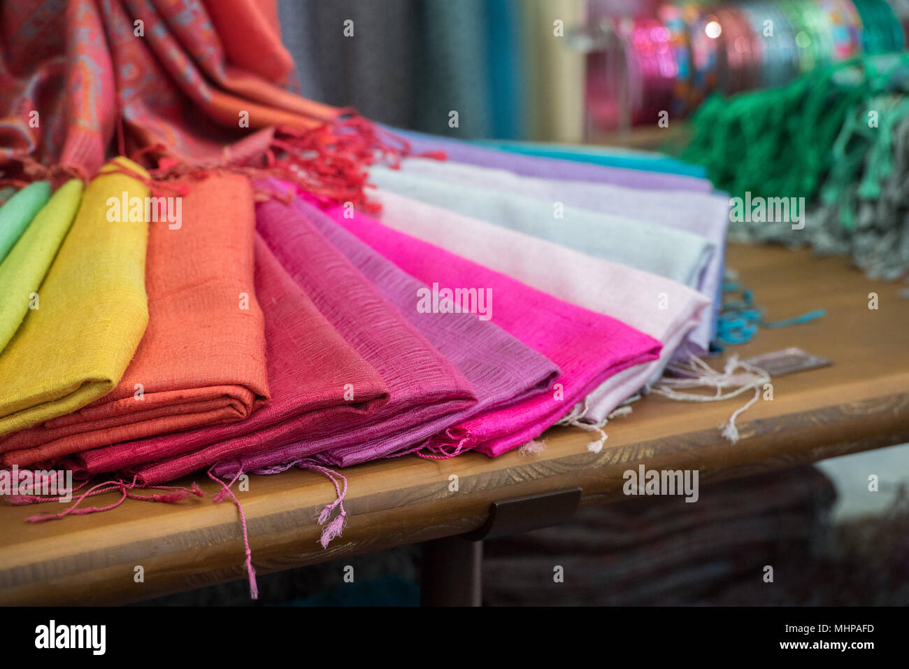 Various different colors silk fabric cloth Stock Photo - Alamy
