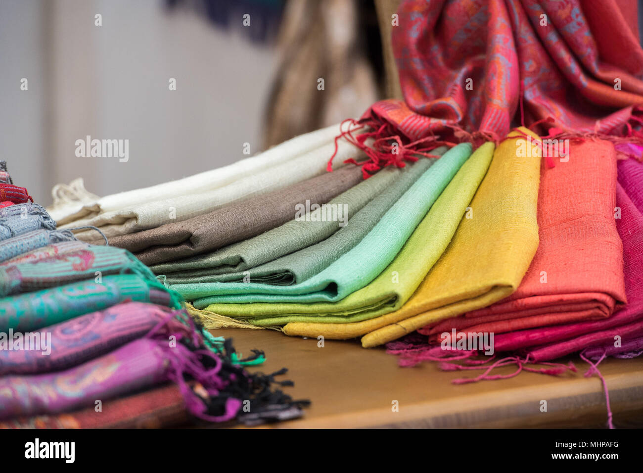 Various different colors silk fabric cloth Stock Photo - Alamy