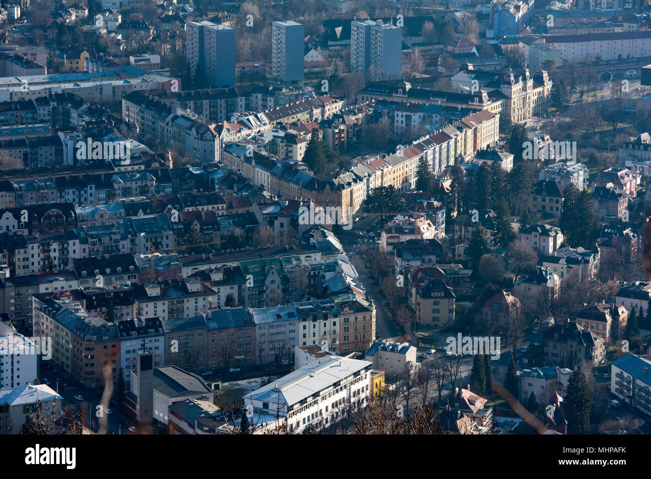 innsbruck aerial view landscape panorama on winter sunny day Stock ...