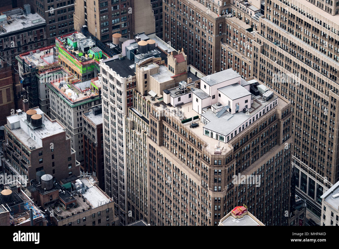new york Manhattan skyscrapers ceiling aerial view panorama Stock Photo ...