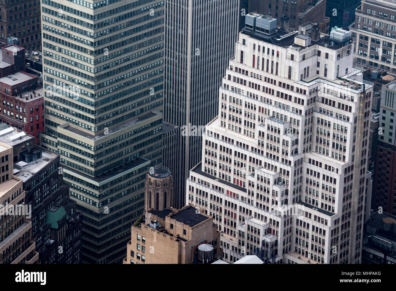 new york Manhattan skyscrapers ceiling aerial view panorama Stock Photo ...