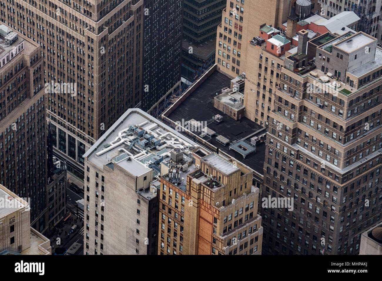 new york Manhattan skyscrapers ceiling aerial view panorama Stock Photo ...