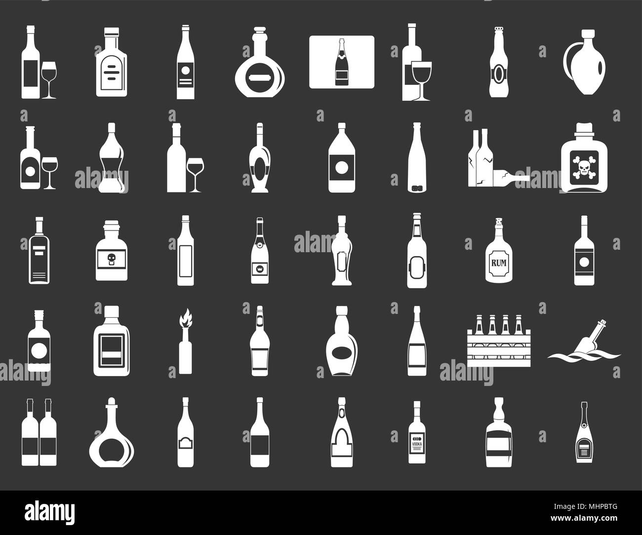 Alcohol bottle icon set grey vector Stock Vector Image & Art - Alamy
