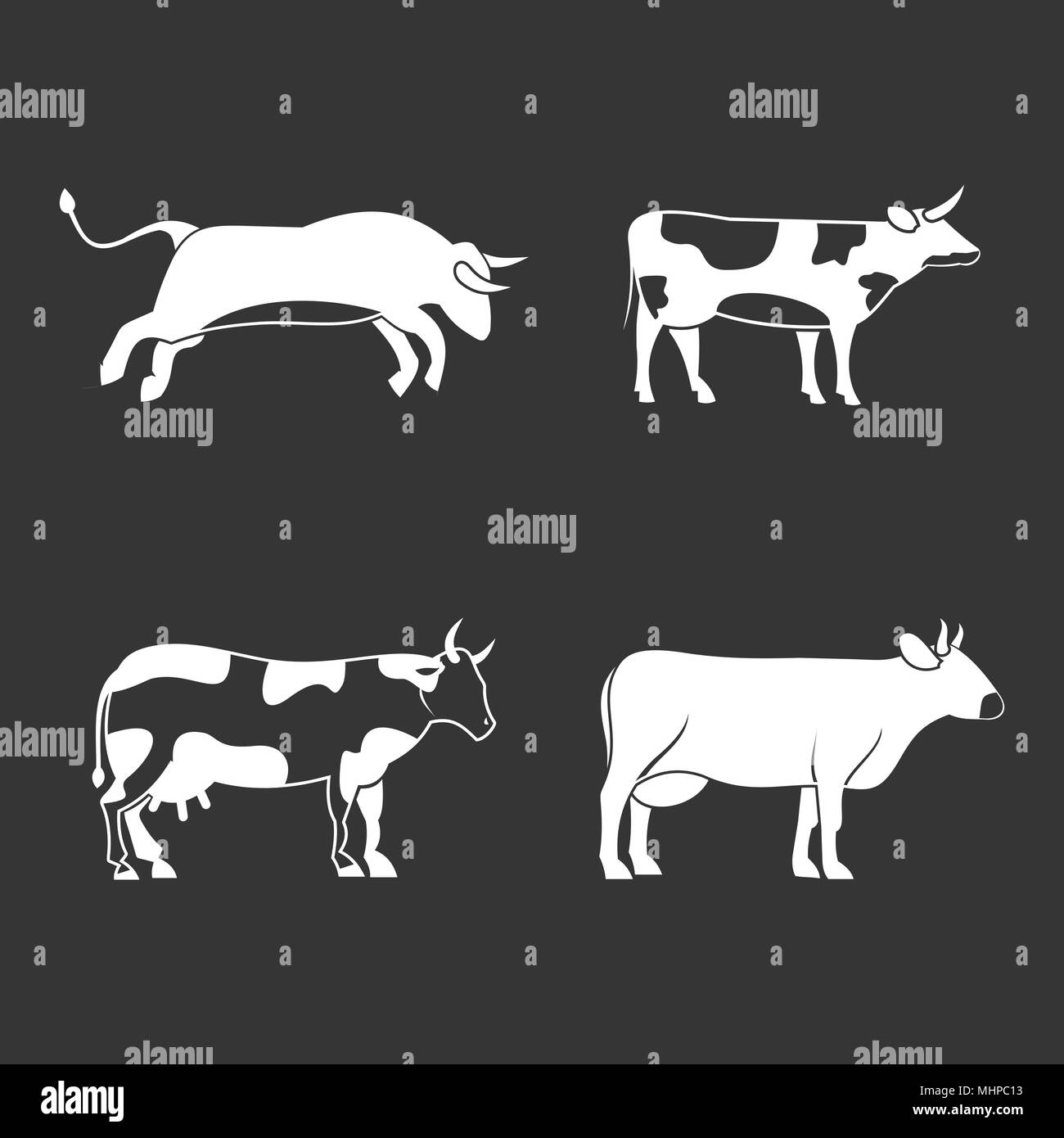 Bull, cow icon set grey vector Stock Vector Image & Art - Alamy