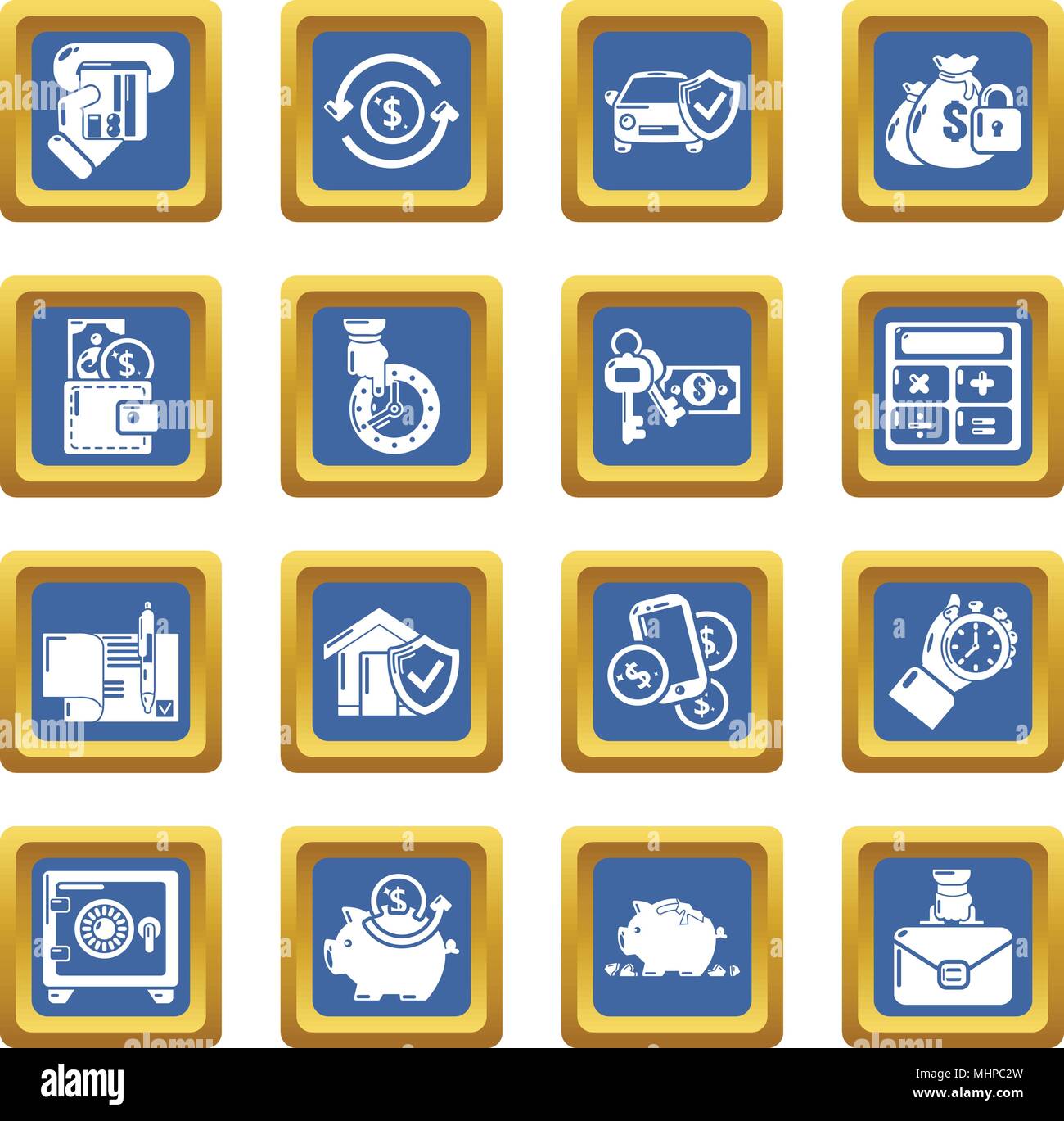 Credit icons set blue square vector Stock Vector Image & Art - Alamy