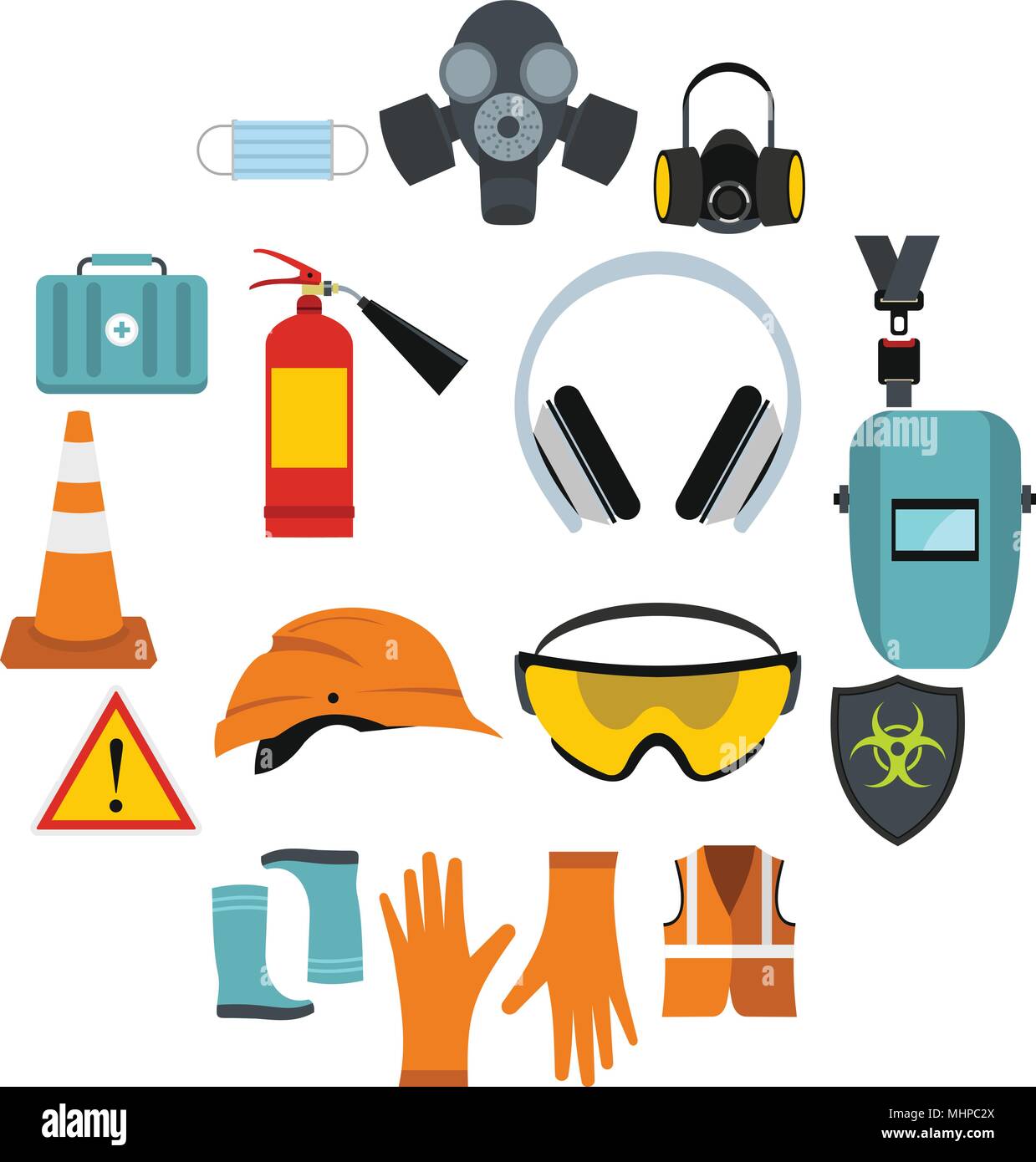Safety icons set, flat style Stock Vector Image & Art - Alamy