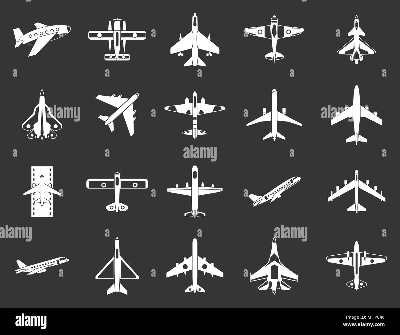 Plane icon set grey vector Stock Vector Image & Art - Alamy