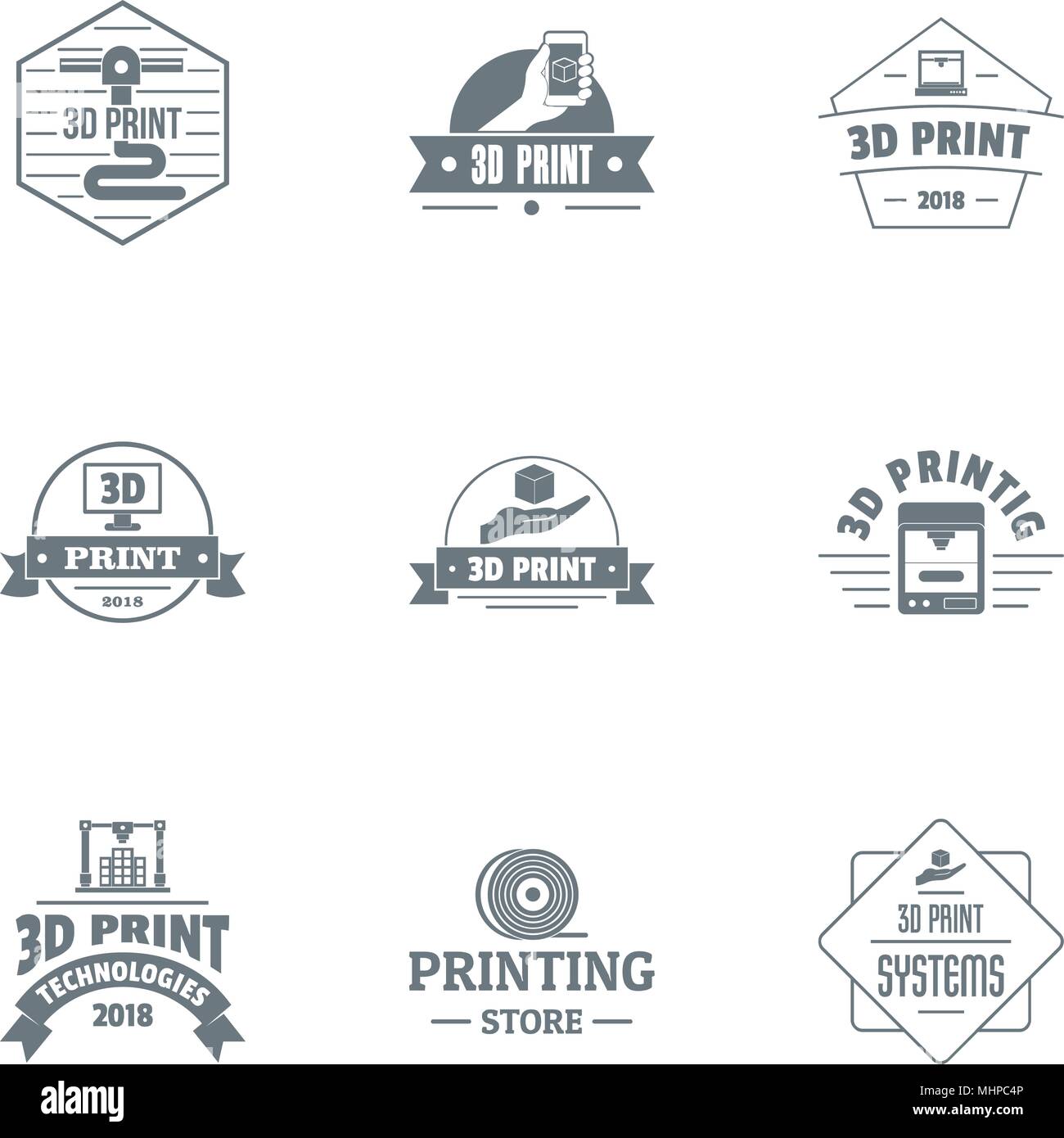 Print logo set, simple style Stock Vector Image & Art - Alamy