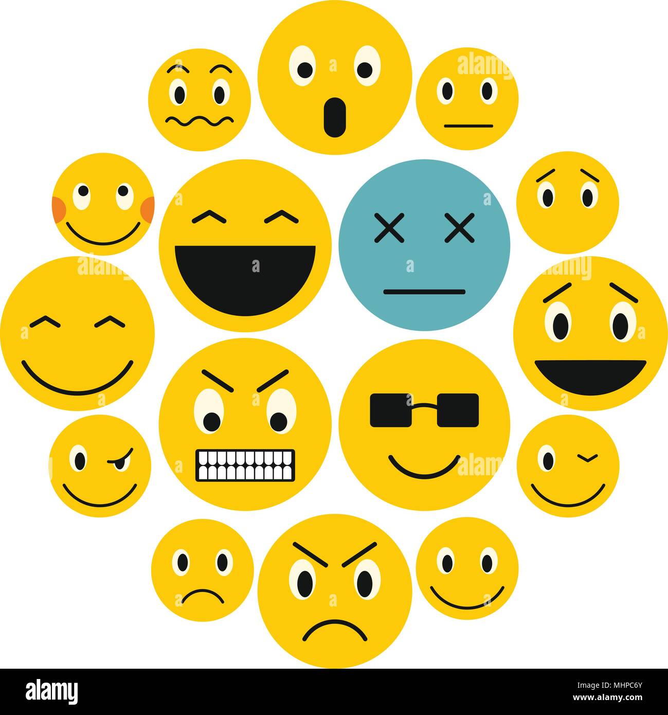 Emoticon icons set, flat style Stock Vector Image & Art - Alamy