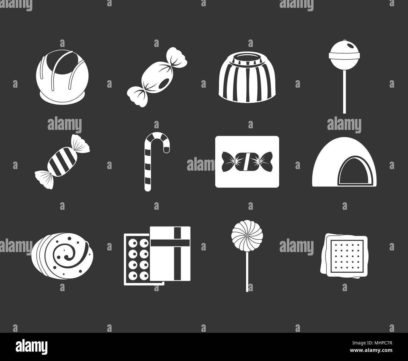 Sweets icon set grey vector Stock Vector Image & Art - Alamy