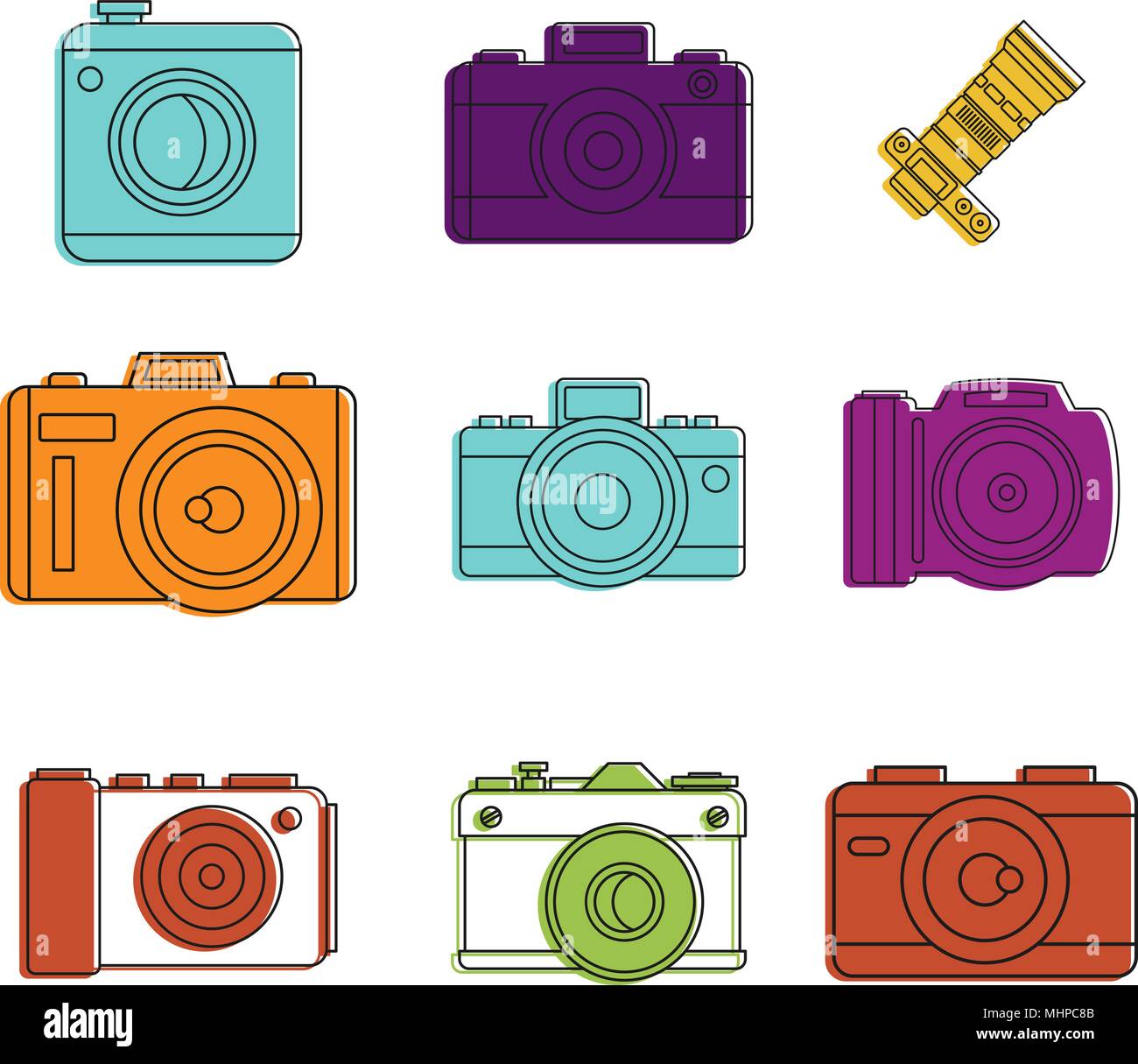Camera icon set, color outline style Stock Vector Image & Art - Alamy