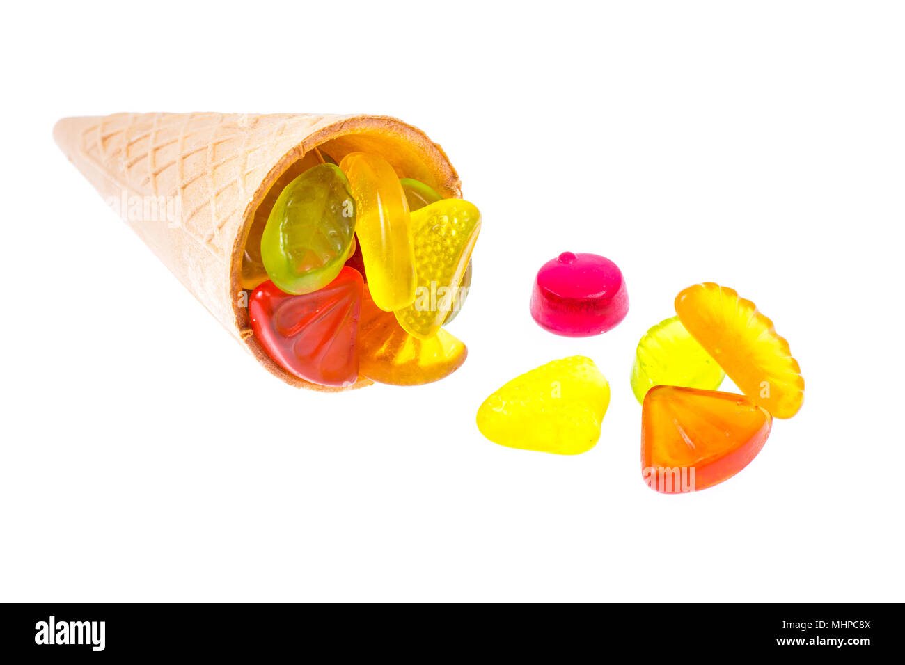 Fruit jelly and waffle horn. Studio Photo Stock Photo - Alamy