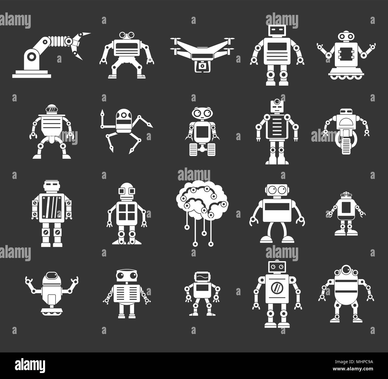 Robot icon set grey vector Stock Vector Image & Art - Alamy