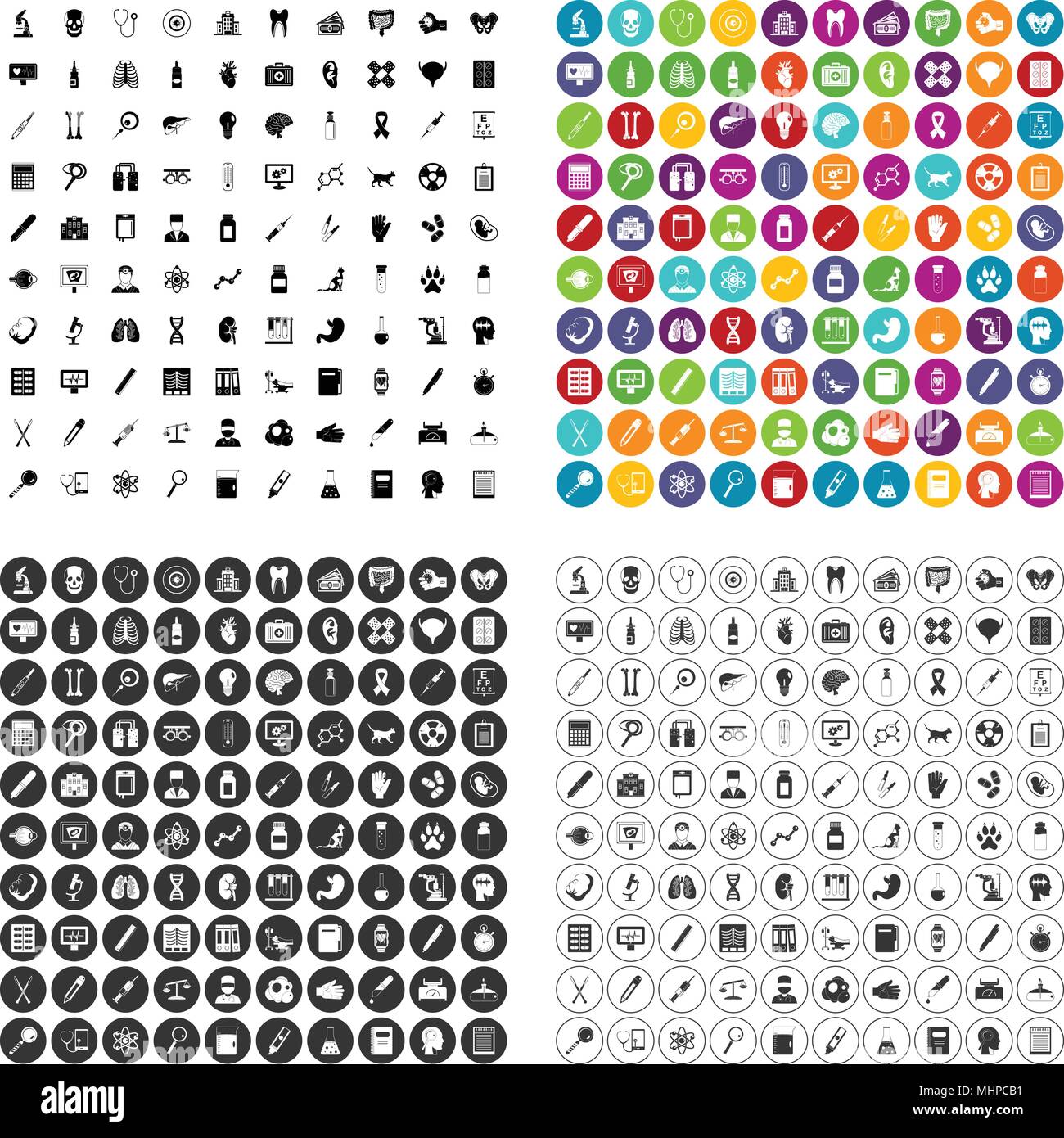 100 diagnostic icons set vector variant Stock Vector Image & Art - Alamy