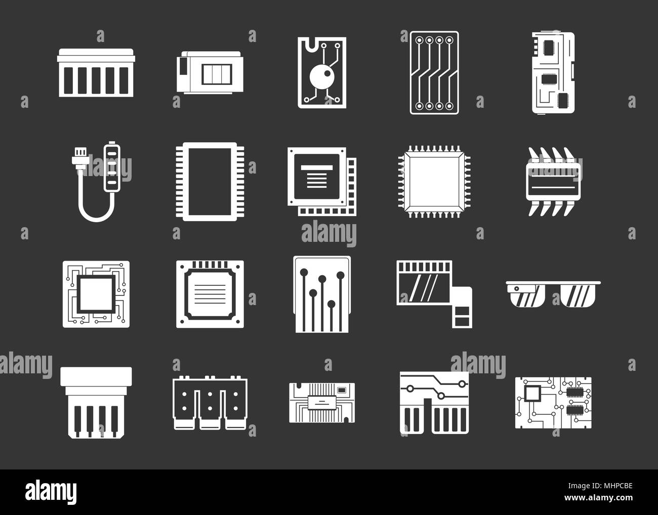 Chip icon set grey vector Stock Vector Image & Art - Alamy