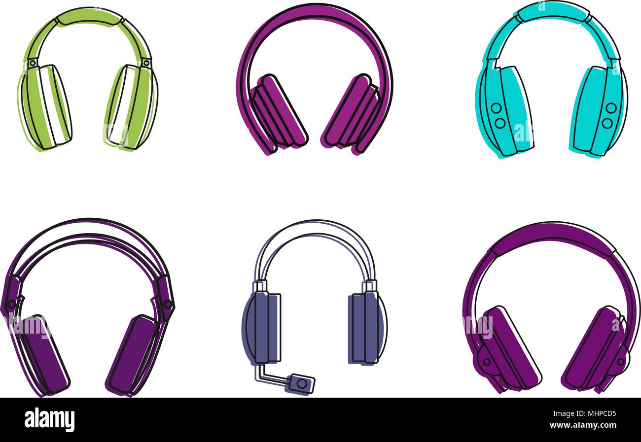 Headsets icon set, color outline style Stock Vector Image & Art - Alamy